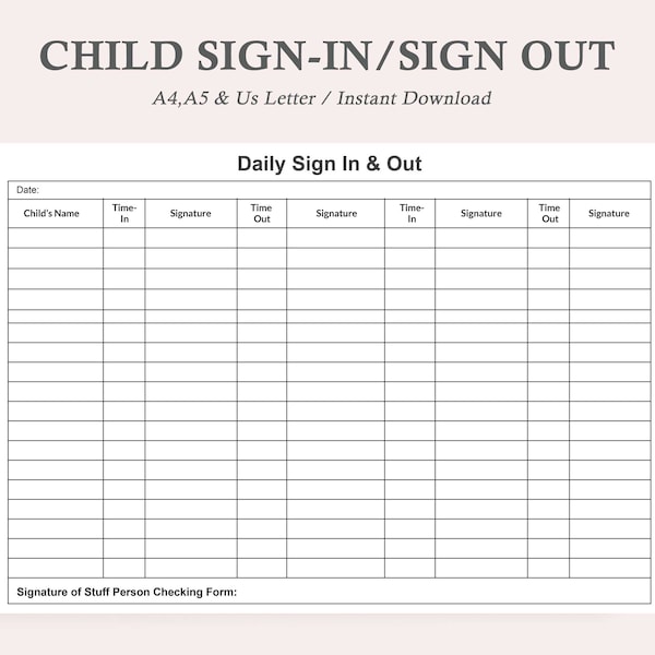 Student Sign Out Sheet - Etsy