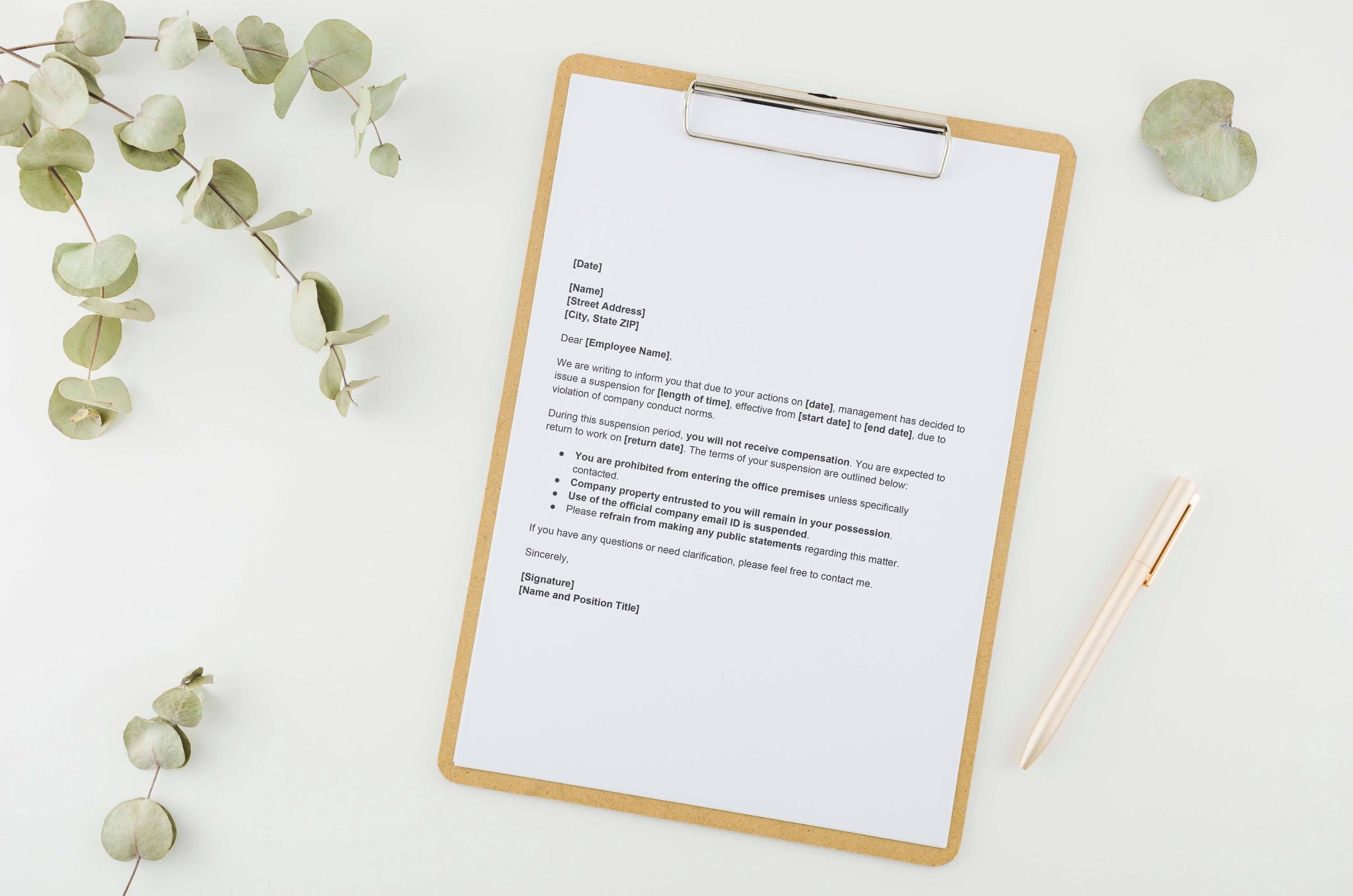 Employee Suspension Letter,letter of Suspension Template,staff ...