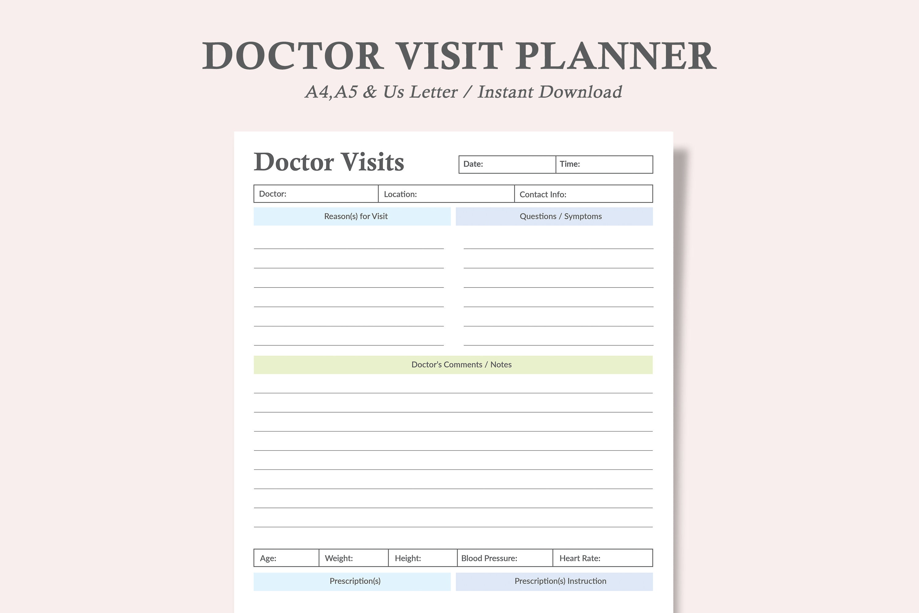 Doctor Visits Tracker,doctor Tracker,doctor Planner,medical Appointment ...