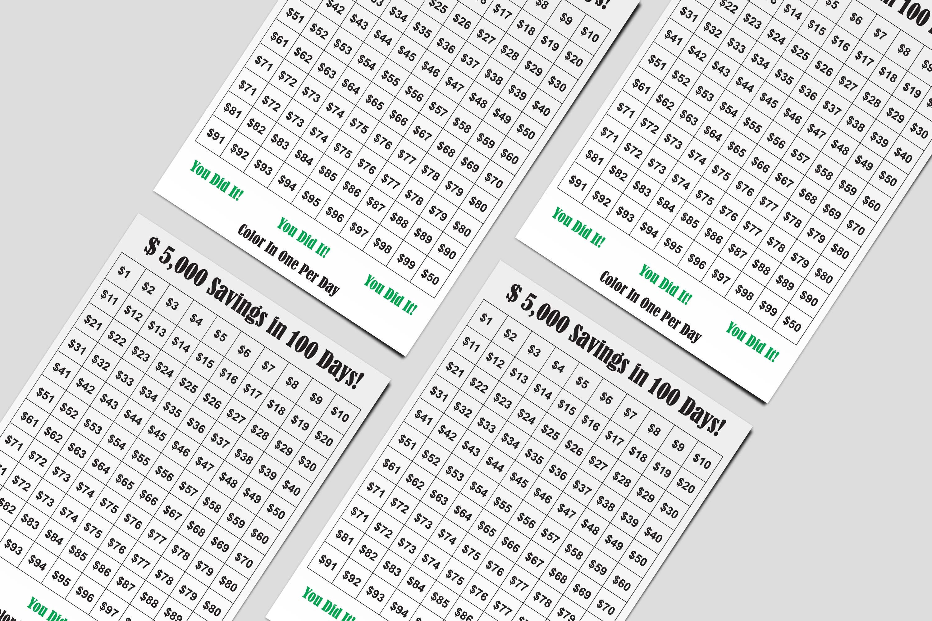 5000 Money Saving Challenge,money Saving Planner,goney Goal Tracker ...