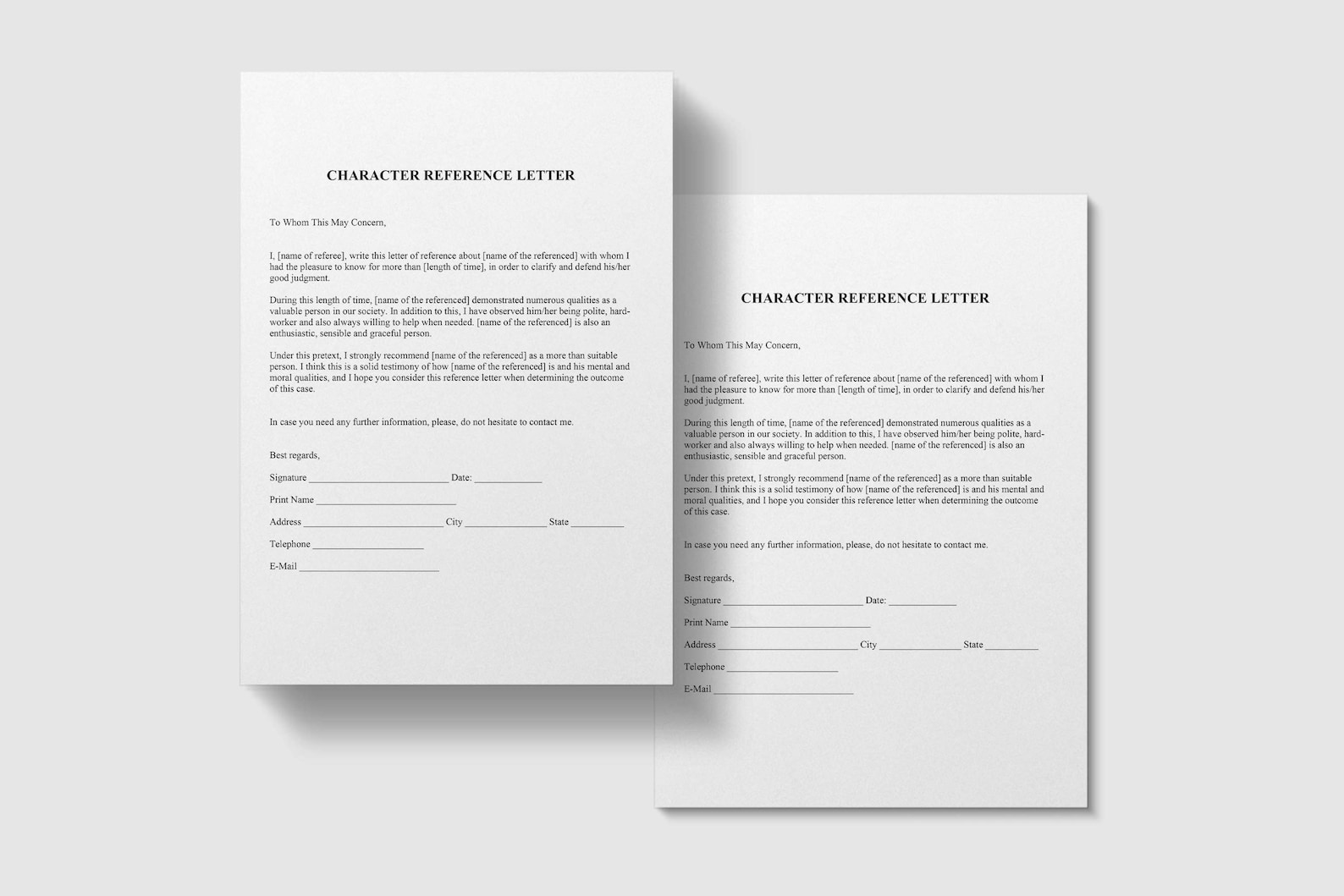 Character Reference Letter,character Reference Template,character ...