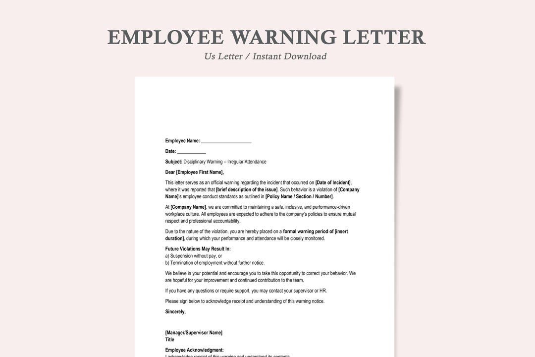 Employee Written Warning Template,employee Warning Notice Template Word ...