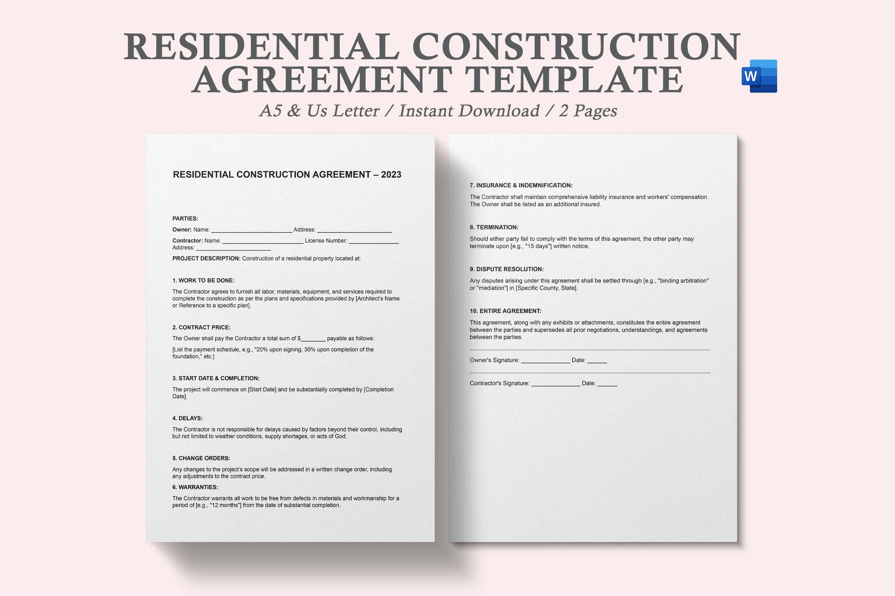 Residential Construction Contract Forms