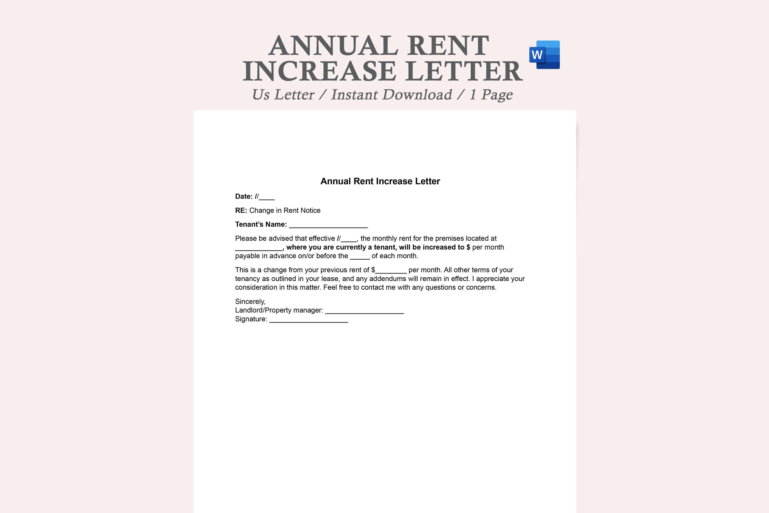 Rent Increase Letter,rental Increase Notice,rent Increase Letter ...
