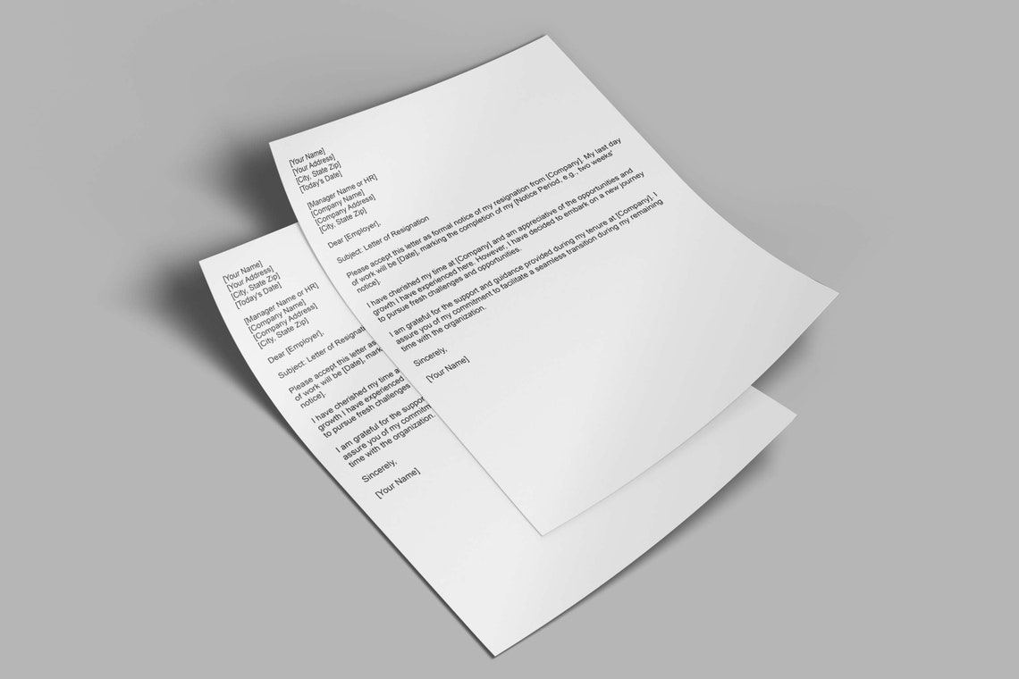 Resign Letter Template,resignation Template,letter of Resignation ...