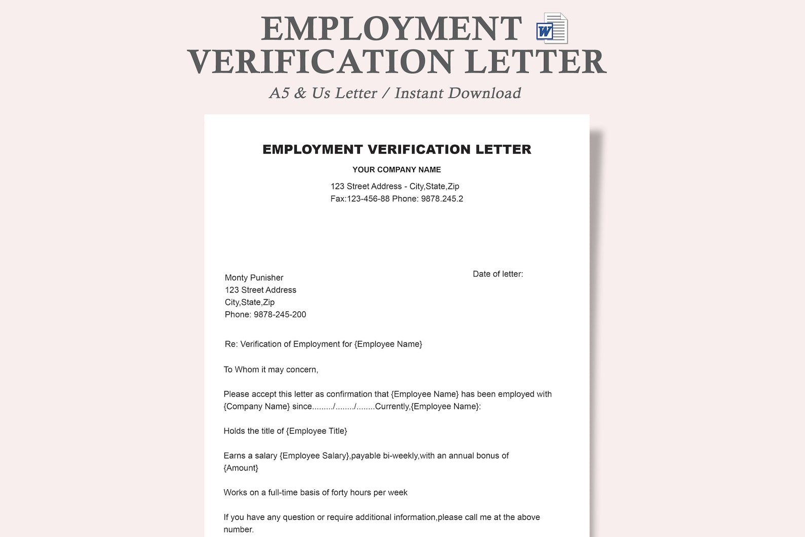 Employment Verification Letter,employment Verification Letter Template ...