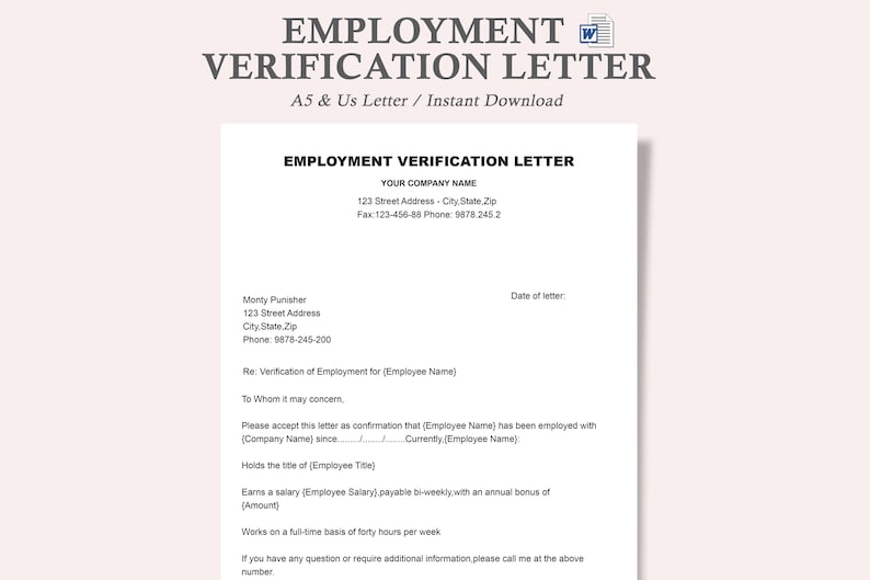 Employment Verification Letter,employment Verification Letter Template ...