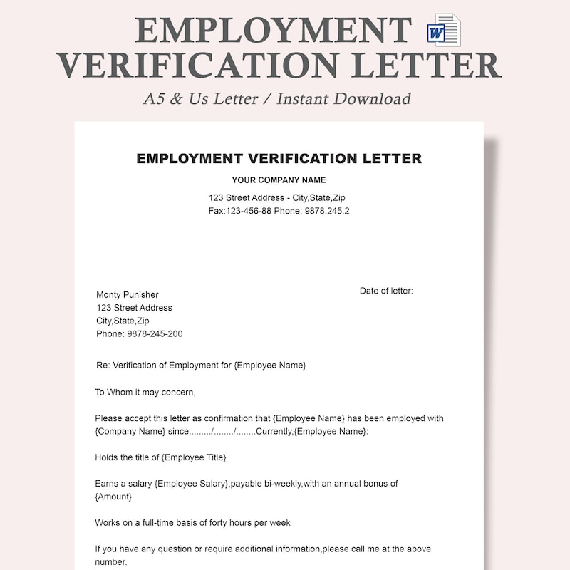 Verification Letter of Employment - Etsy