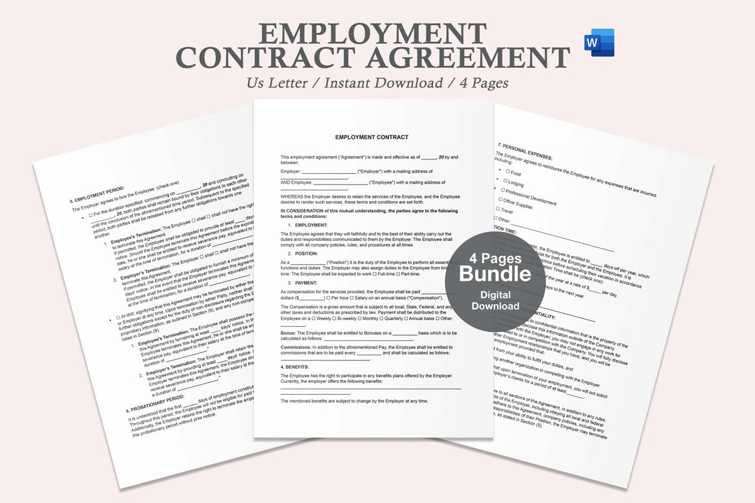 Employment Contract,employment Agreement Template,employment Contract ...