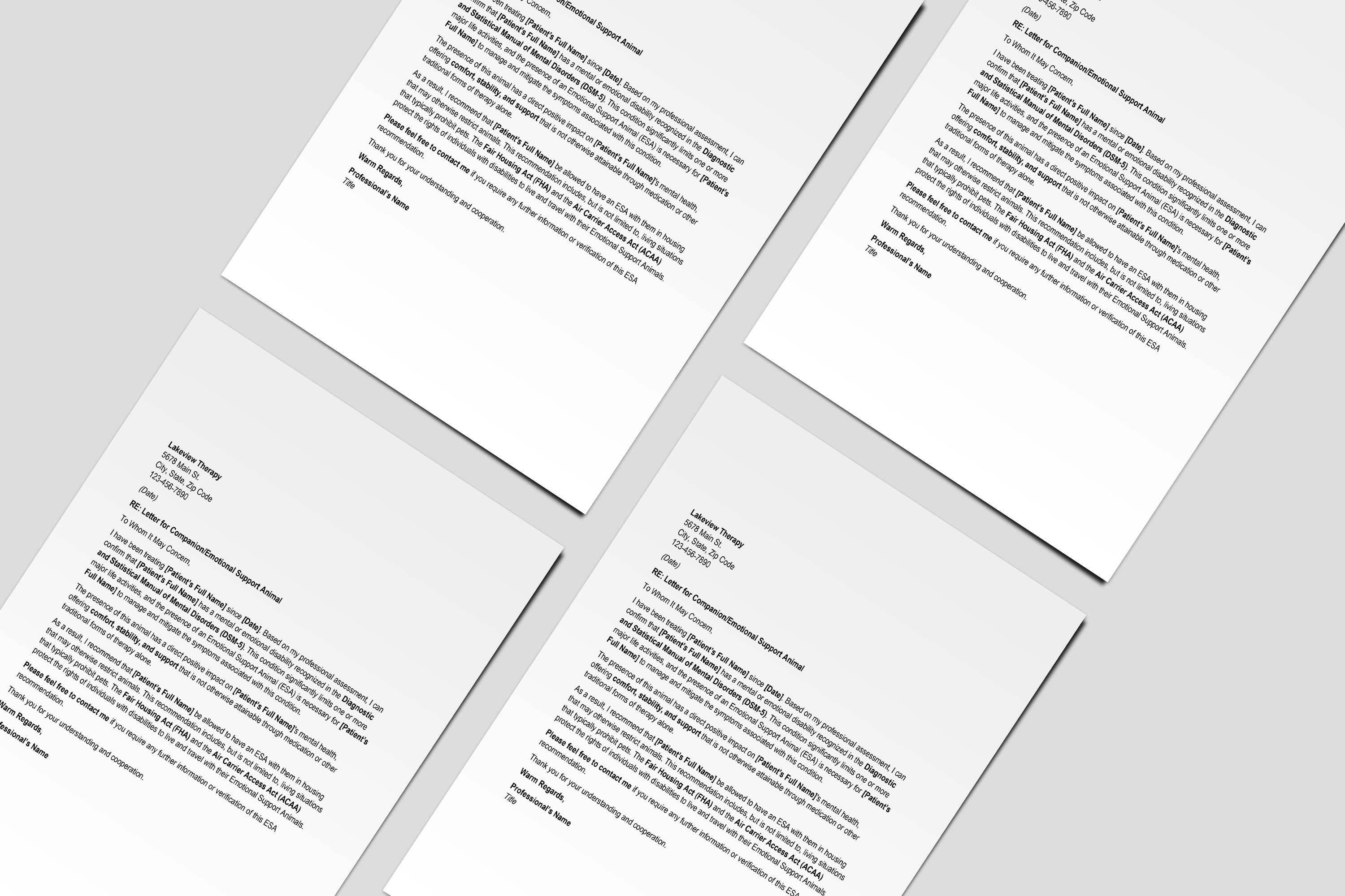 Emotional Support Animal Letter,esa Letter Template,support Animal ...