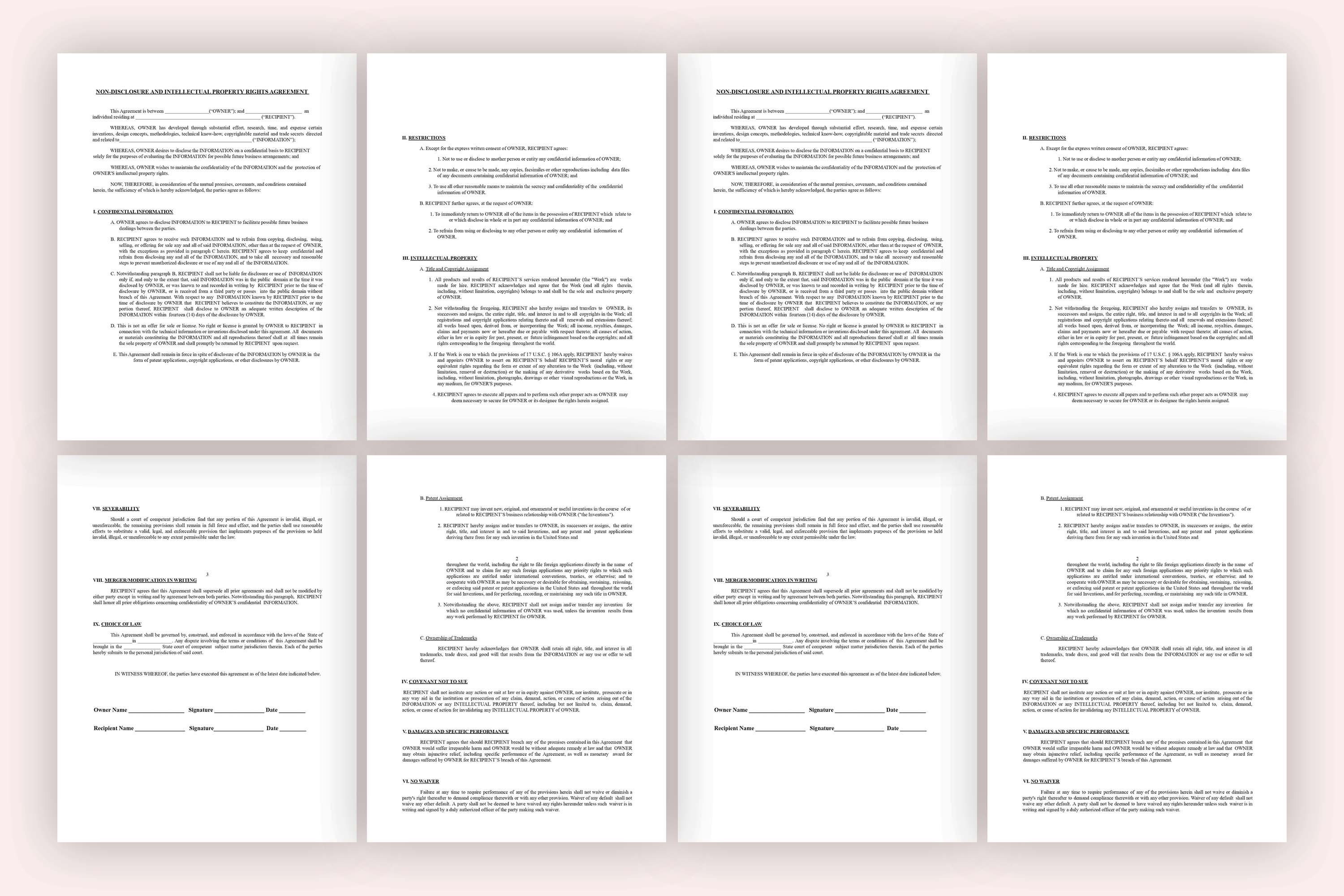 Editable Nda Form,non Disclosure Agreement Template,nda Agreement,non ...