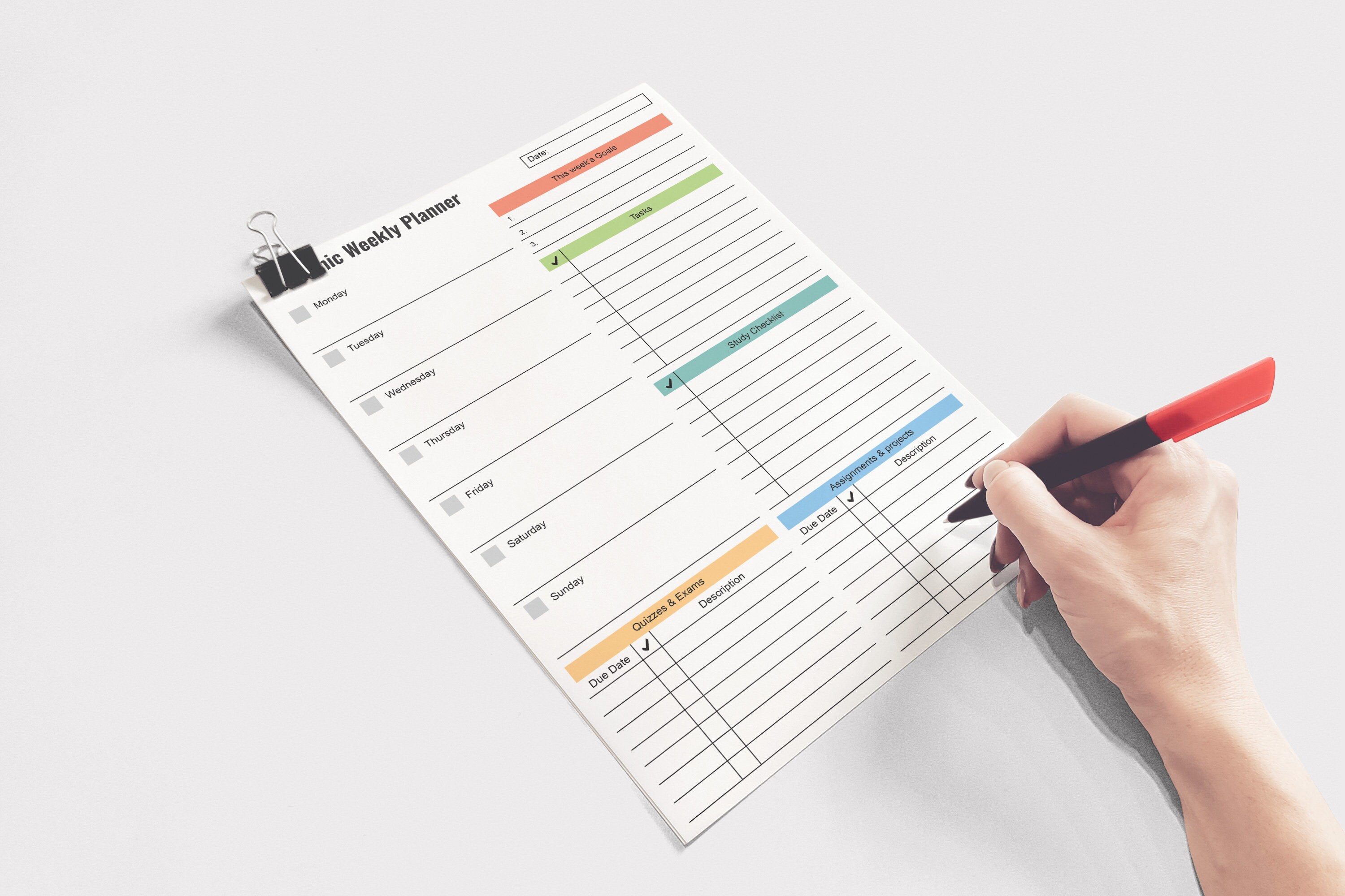 Academic Weekly Planner,student Planner,printable Weekly Insert,weekly ...