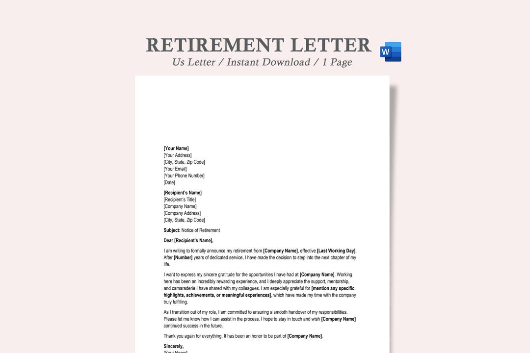 Retirement Letter Template,retirement Letter,template Letter of ...