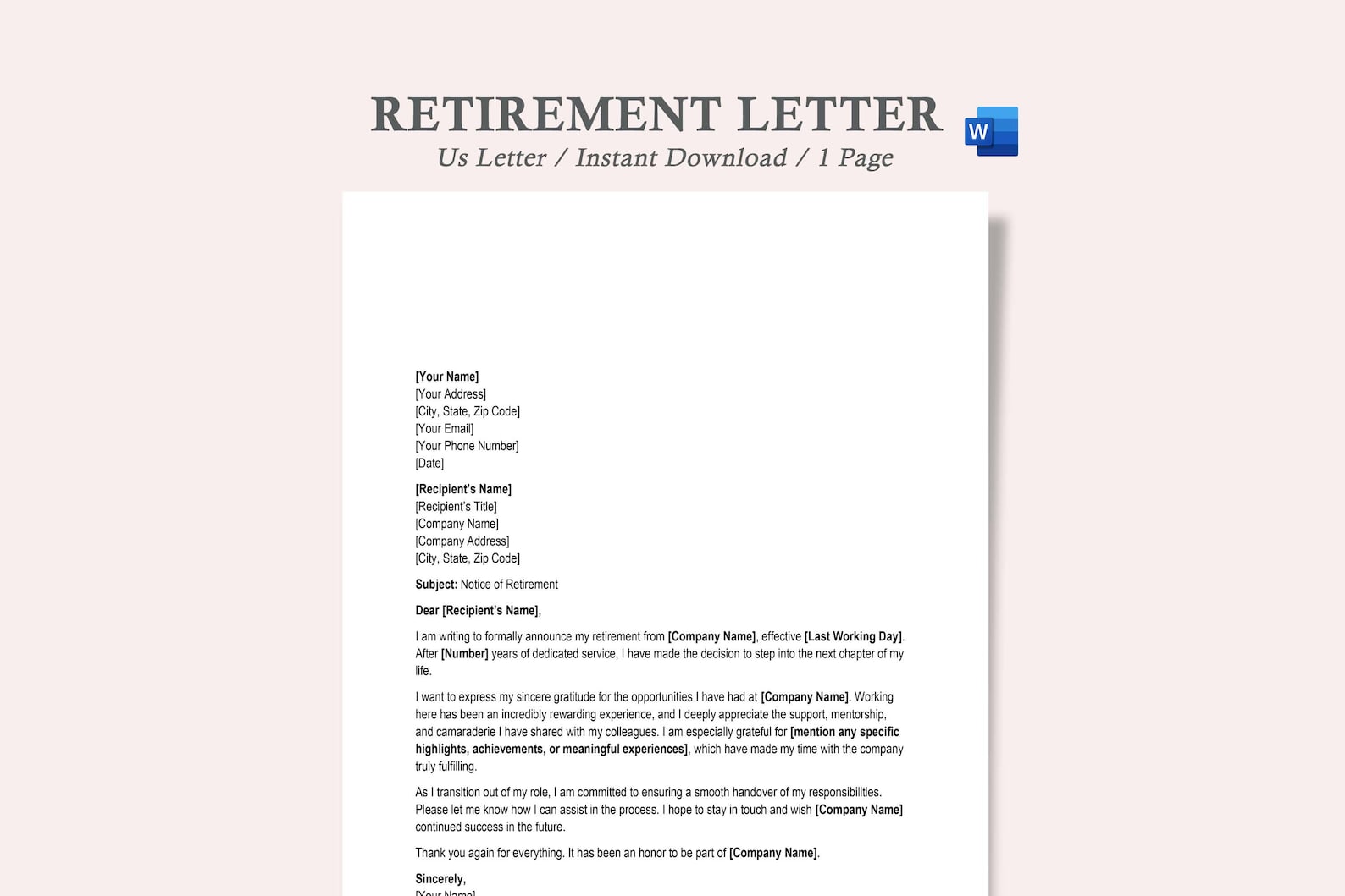 Retirement Letter Template,retirement Letter,template Letter of ...