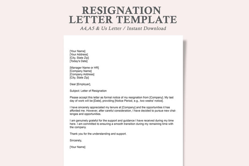 Resignation Letter Template,resignation Letter,letter of Resignation ...