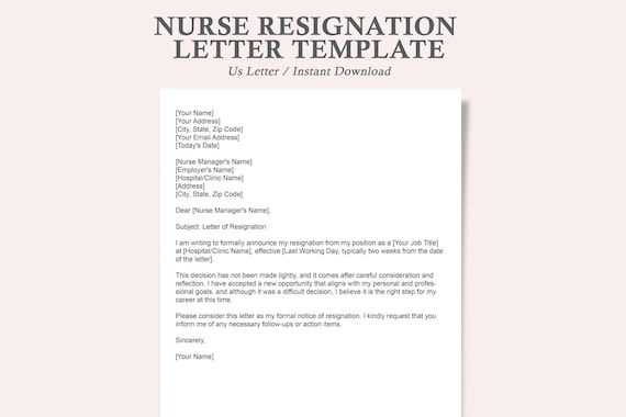 Resignation Letters For Nurses