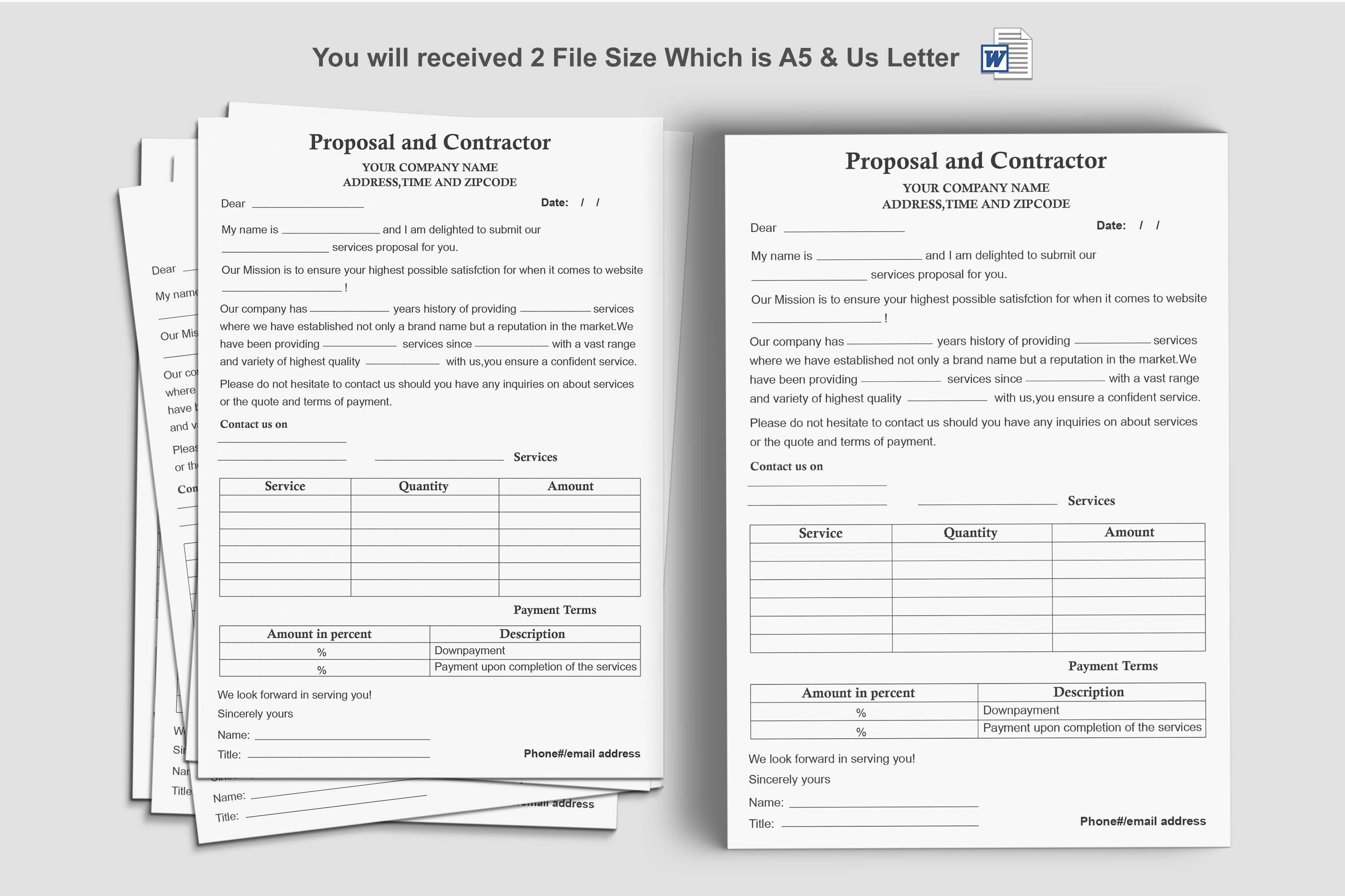 Proposal Contract Templateprintable Proposal Formcontact - Etsy