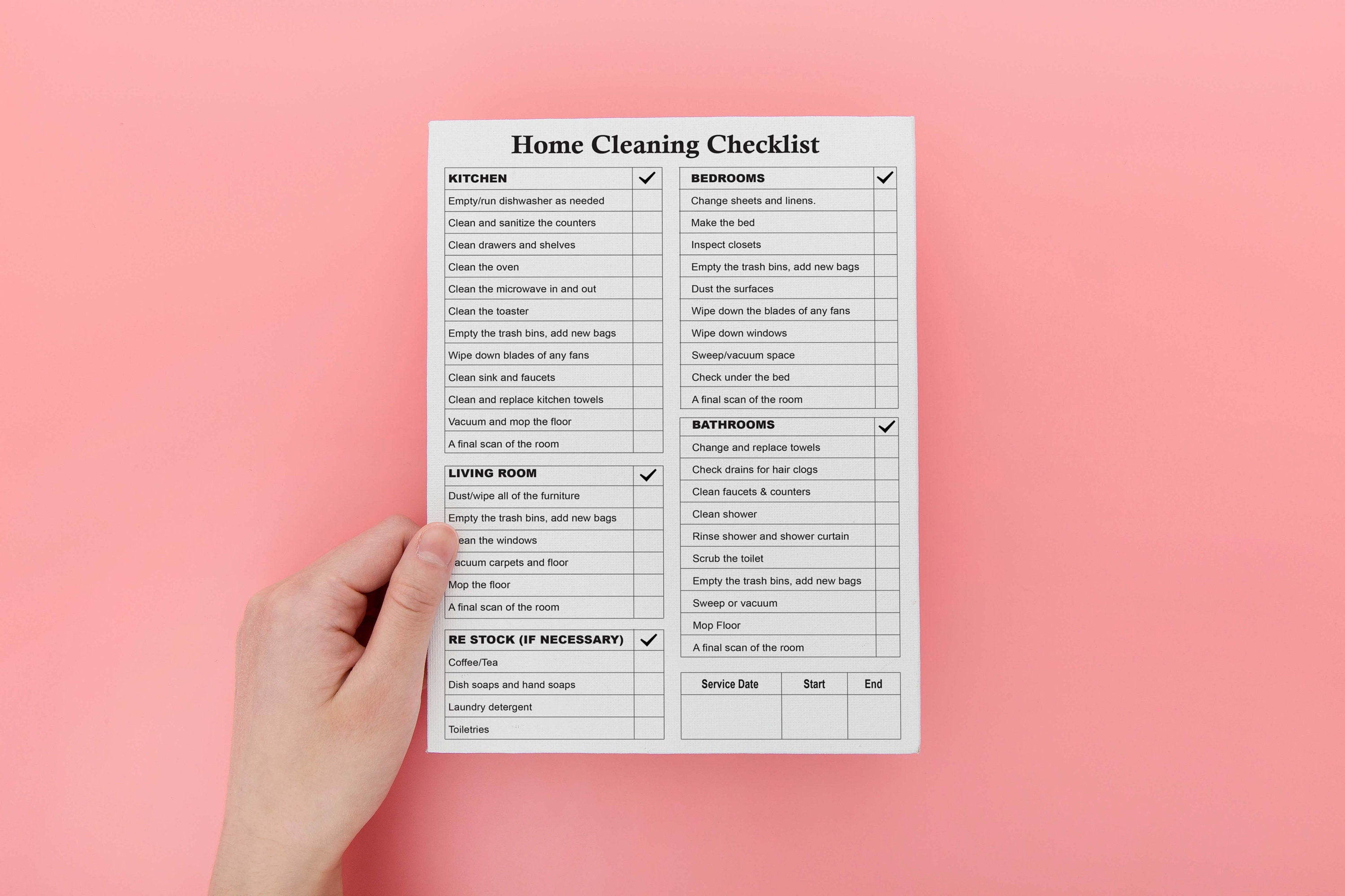 House Cleaning Checklist,check off List for Cleaning House,clean House ...