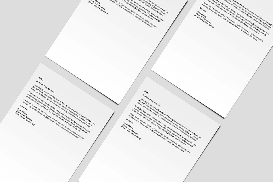 Emotional Support Animal Letter,esa Letter Template,support Animal ...