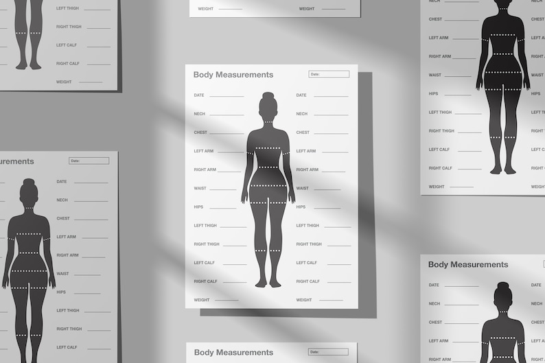 Body Measurement Chart,body Measurement Tracker,body Measurement ...