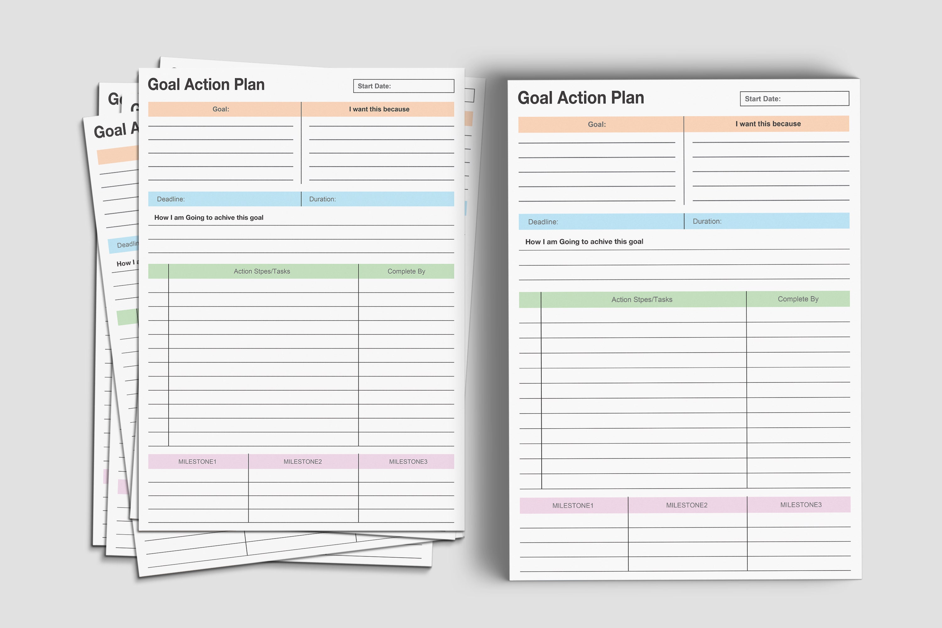 Goal Action Planner,action Plan Template,goal Planner,goal Organizer ...