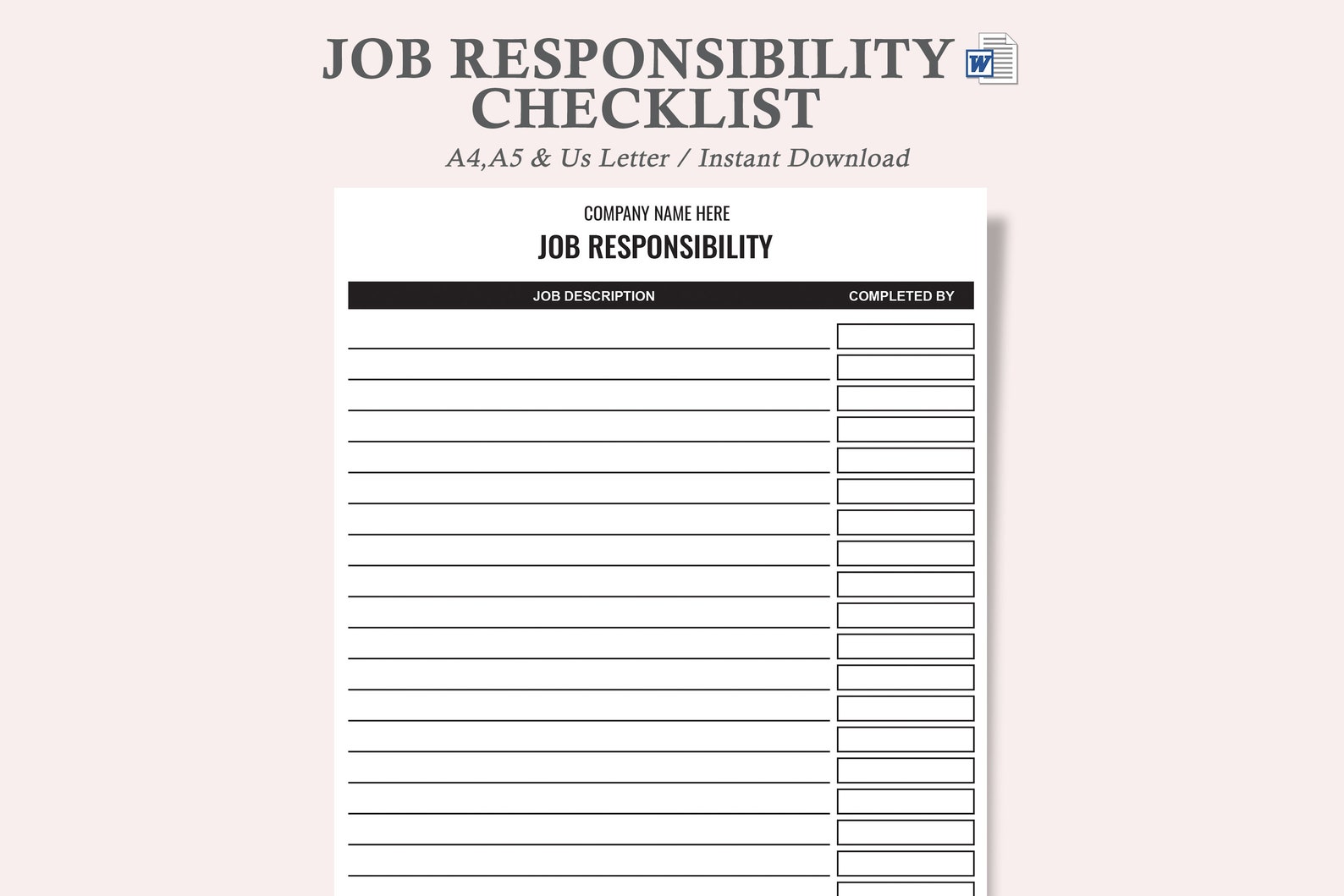 Printable Responsibility Chart,responsibility Chart,blank ...