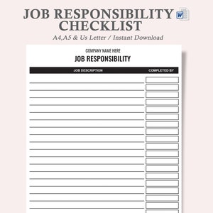 Printable Responsibility Chart,responsibility Chart,blank ...