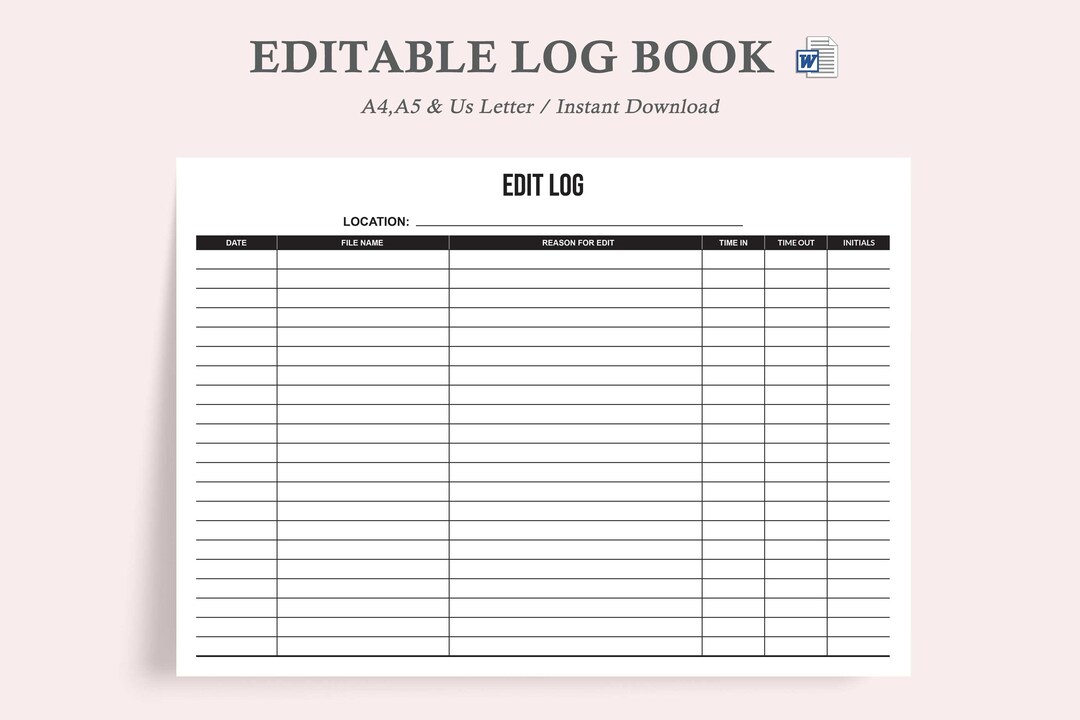 Editable Log Book - Etsy