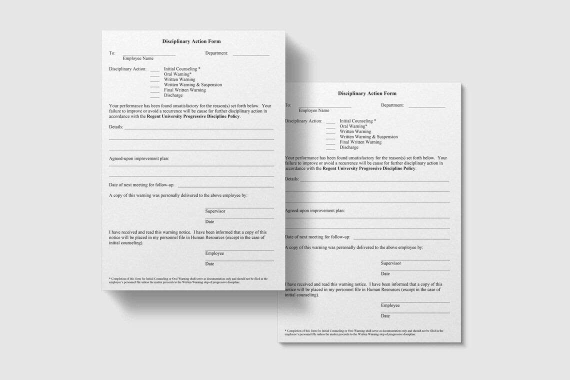 Disciplinary Action Forms,employee Discipline Form,employee Warning ...