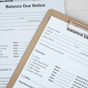 Balance Due Form,balance Due Notice,daycare Payment Form - Etsy