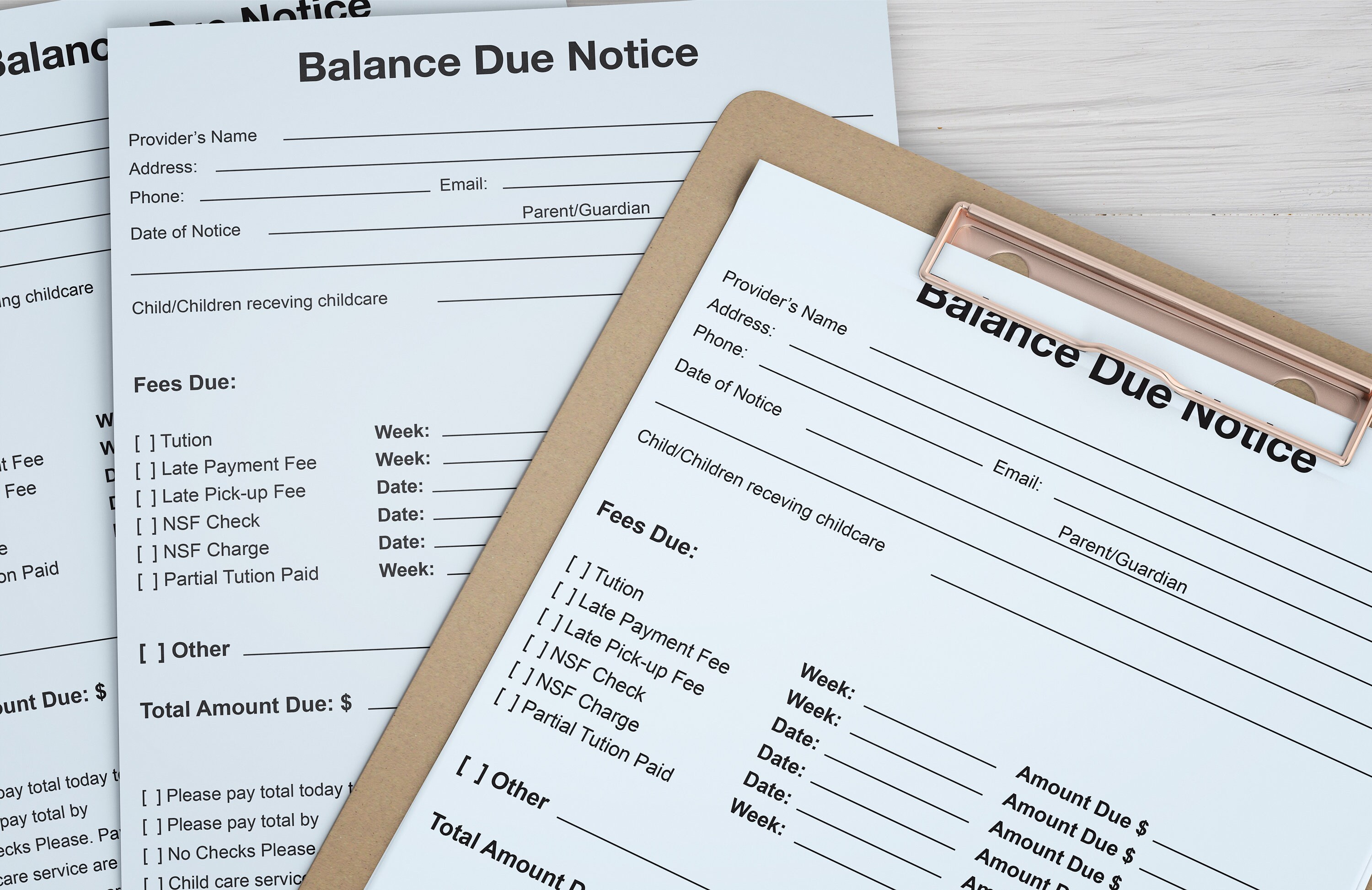 Balance Due Form,balance Due Notice,daycare Payment Form - Etsy