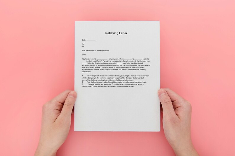 Relieving Letter,relieving Letter Template,relieving Letter Format ...