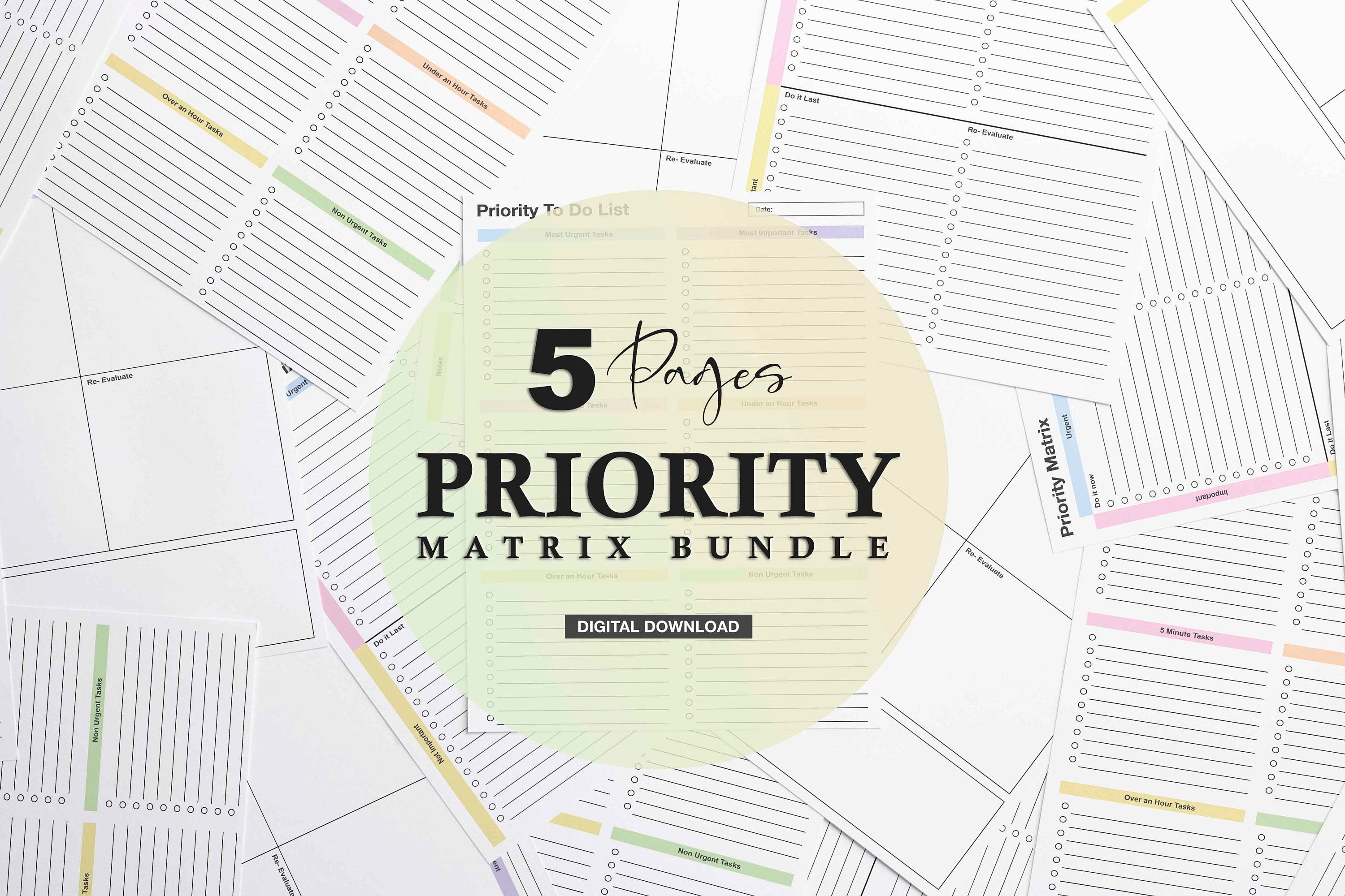 Priority Matrix Printable Pack,eisenhower Productivity Matrix ...