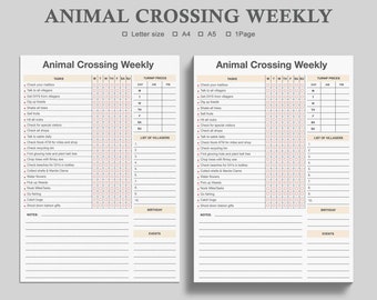 Acnh Weekly Tasks - Etsy