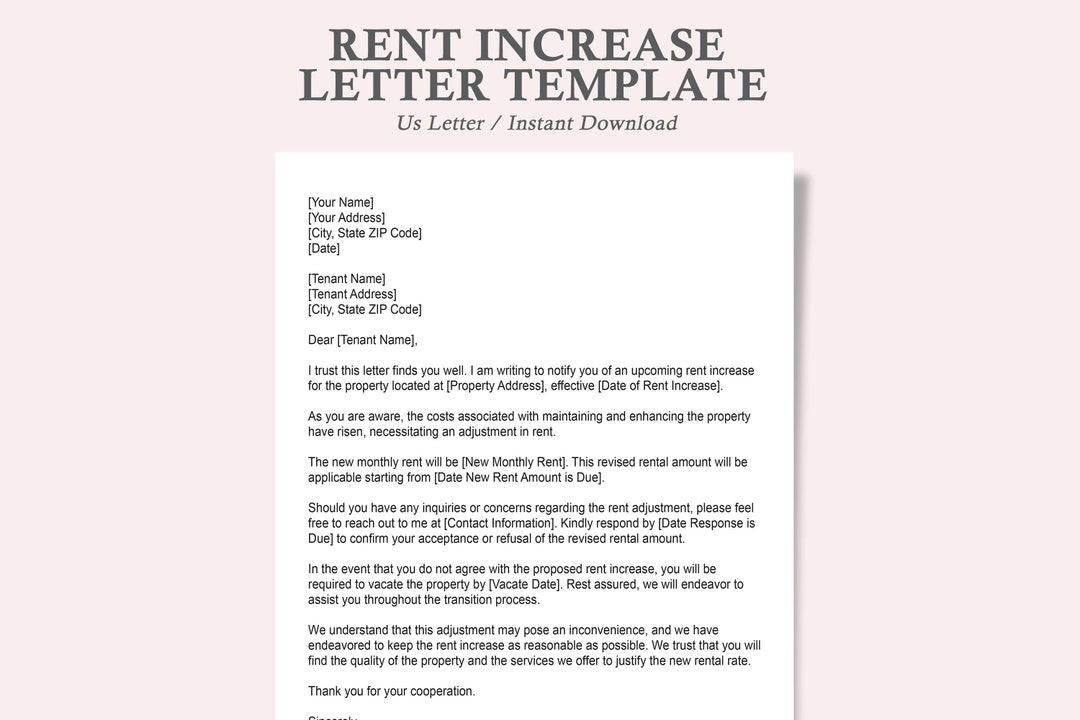 Rent Increase Letter,rental Increase Notice,rent Increase Letter ...