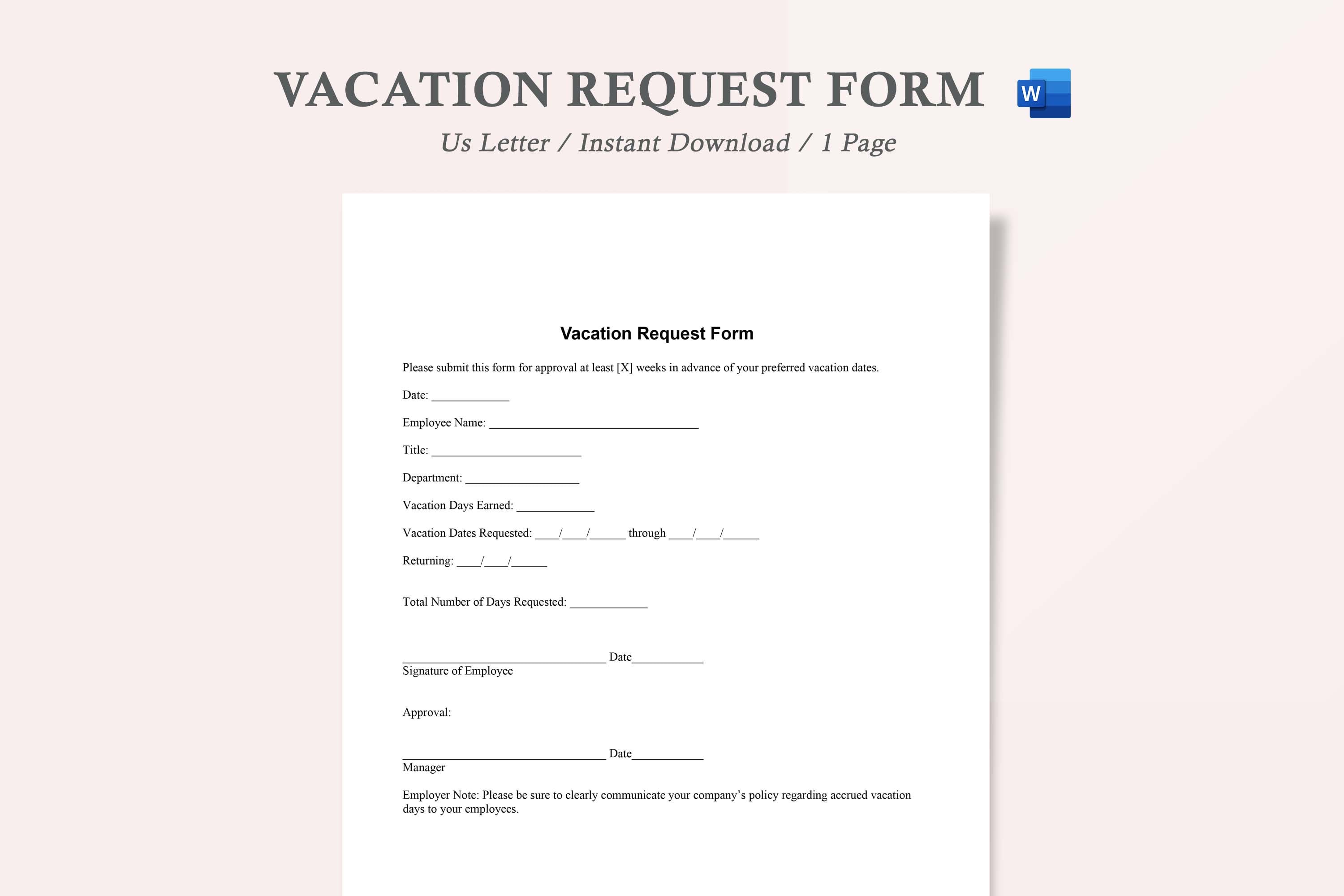Vacation Request Form,time off Request Form,time off Calendar Template ...