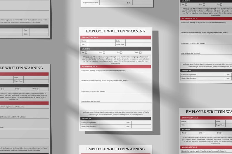 Employee Written Warning From,employee Write Up,employee Warning Notice ...