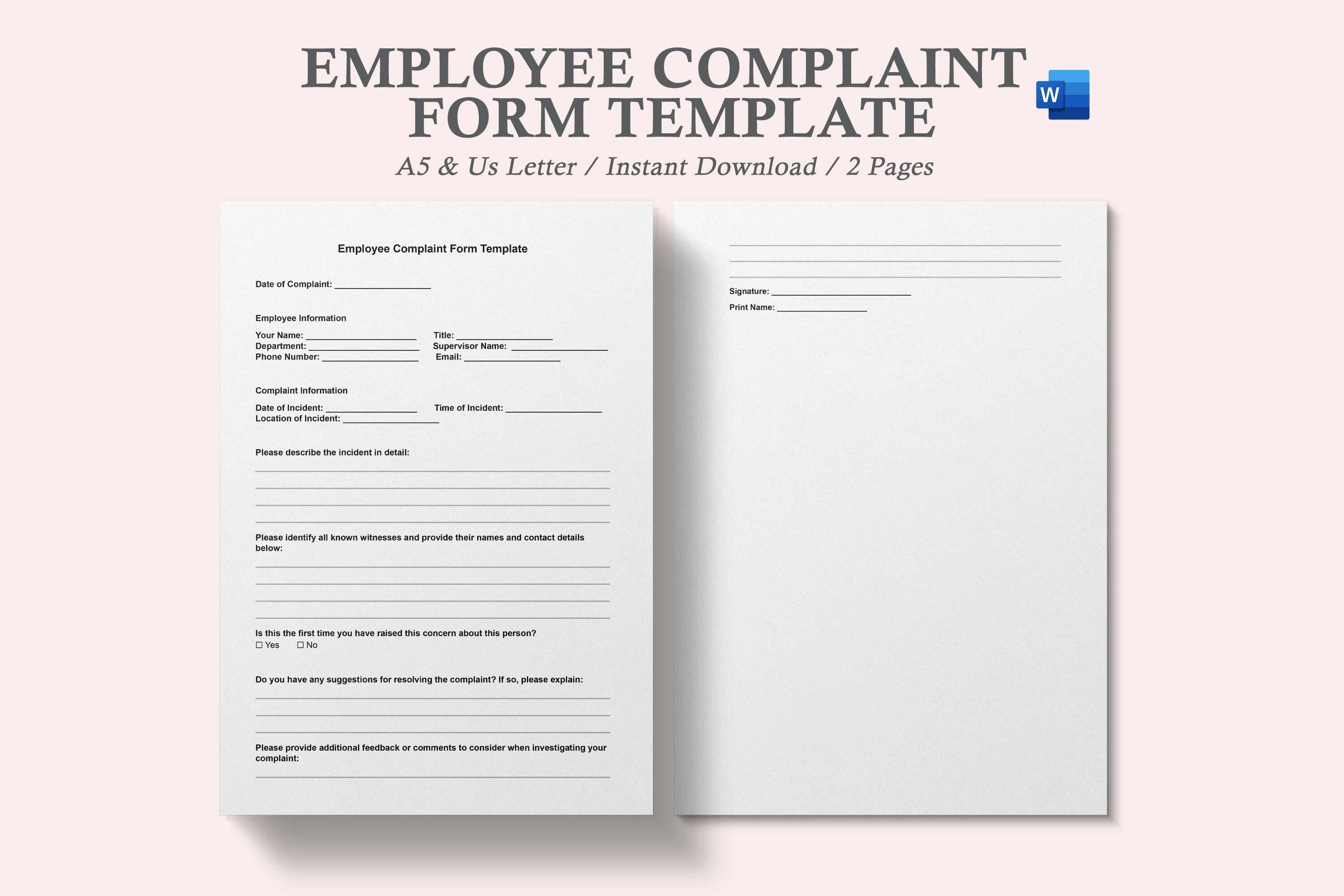 Employee Complaint Form Template,employee Complaint Form Template Word,employee Complaint Form ...