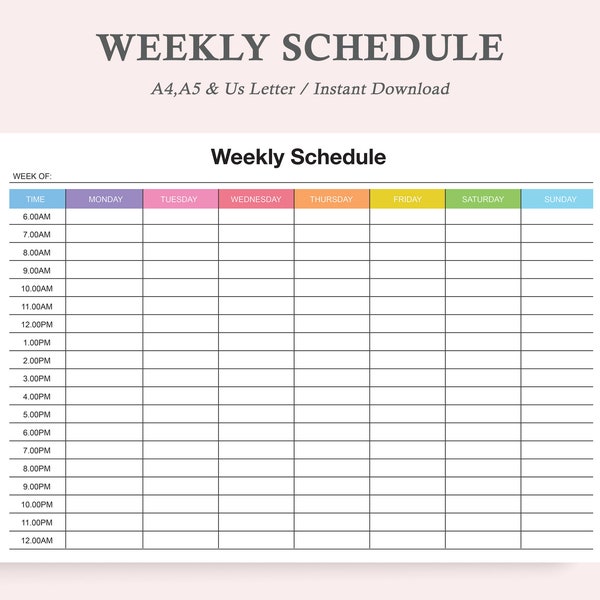 Weekly Schedule - Etsy