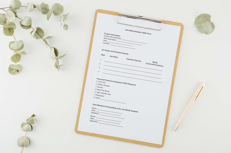 Job Safety Analysis Template,jsa Template Word,printable Jsa Form ...