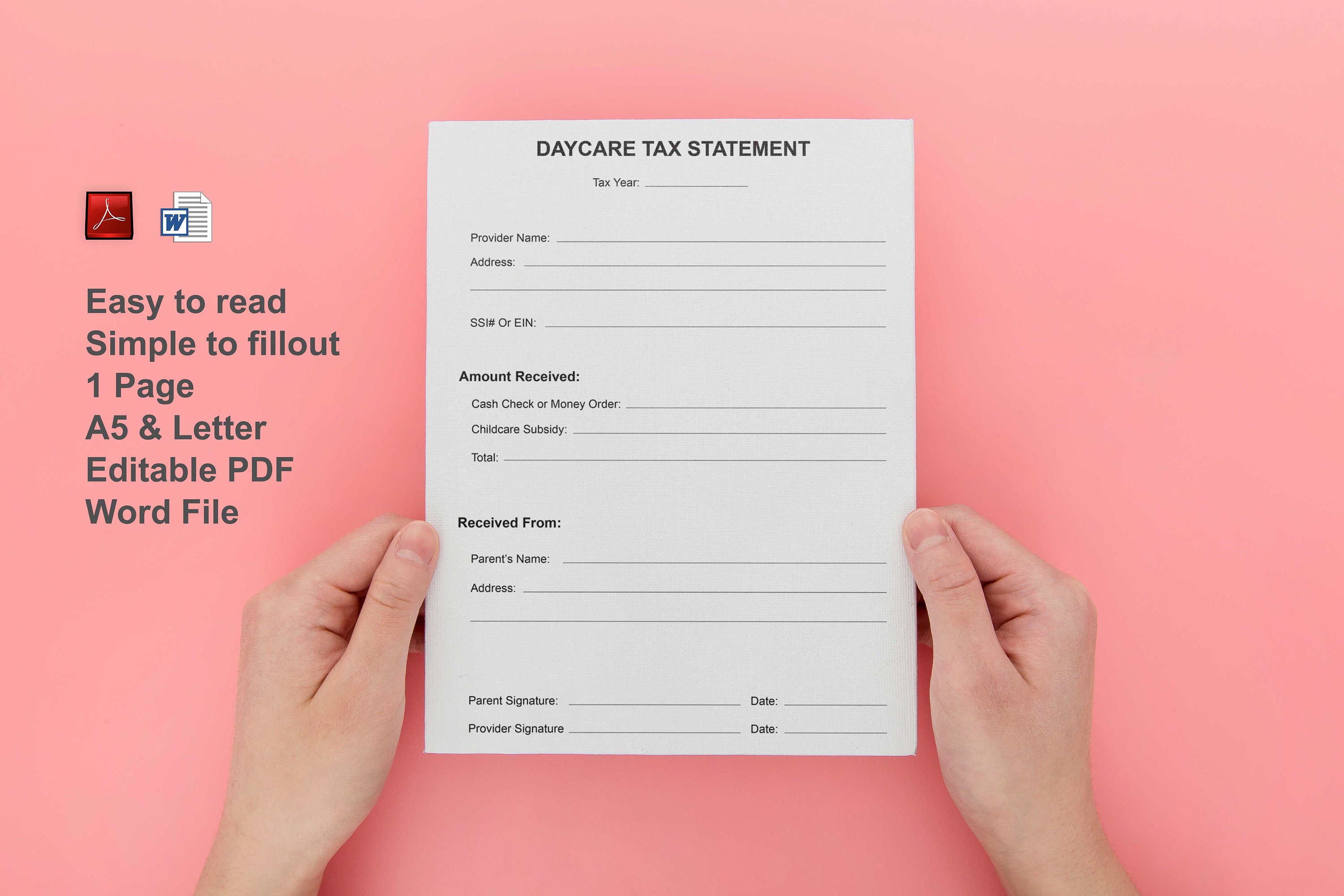 Daycare Tax Statementchild Tax Statementdaycare Tax - Etsy