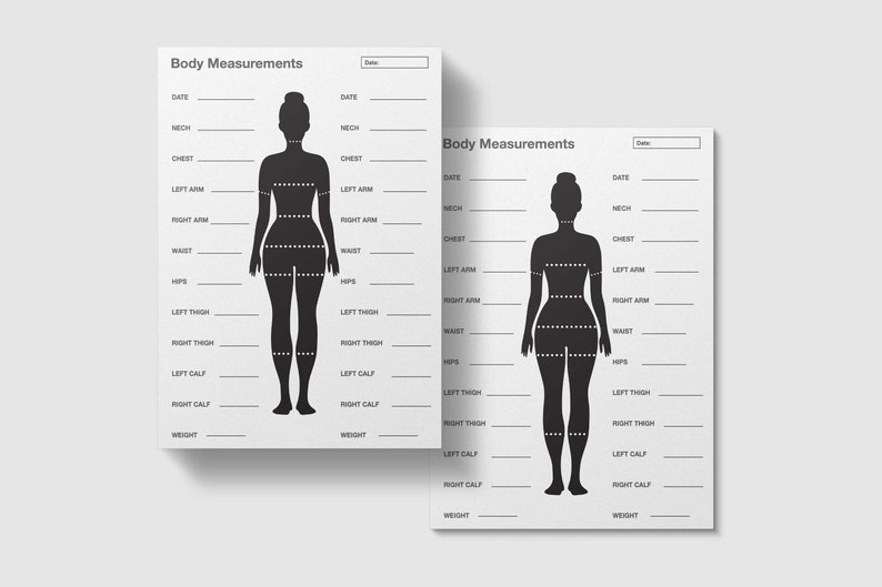 Body Measurement Chart,body Measurement Tracker,body Measurement ...