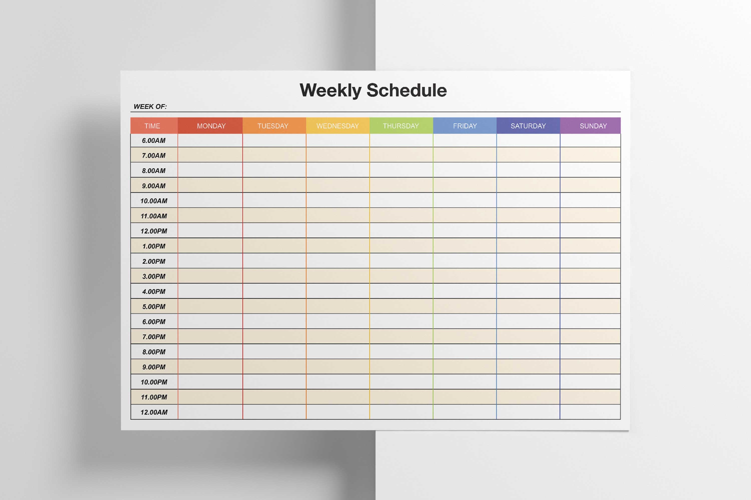 Weekly Timetable Planner,hourly Weekly Schedule Template,weekly Hourly ...
