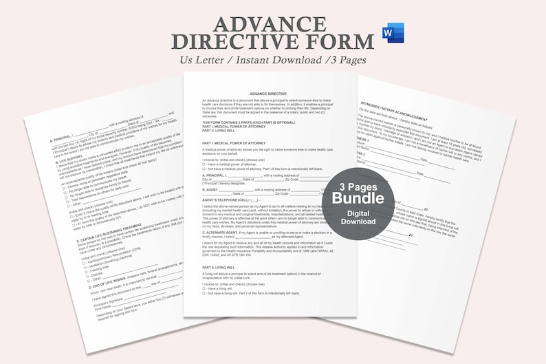 Advance Directive Form,blank Advance Directive Form,advance Care ...