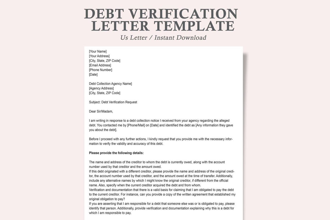 Debt Validation Letter,debt Verification Letter,verify Debt Letter ...