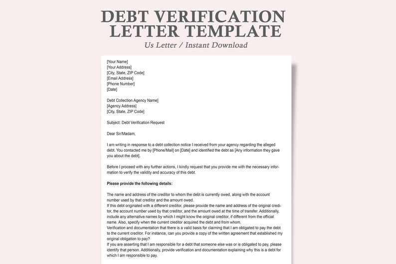 Debt Validation Letter,debt Verification Letter,verify Debt Letter ...