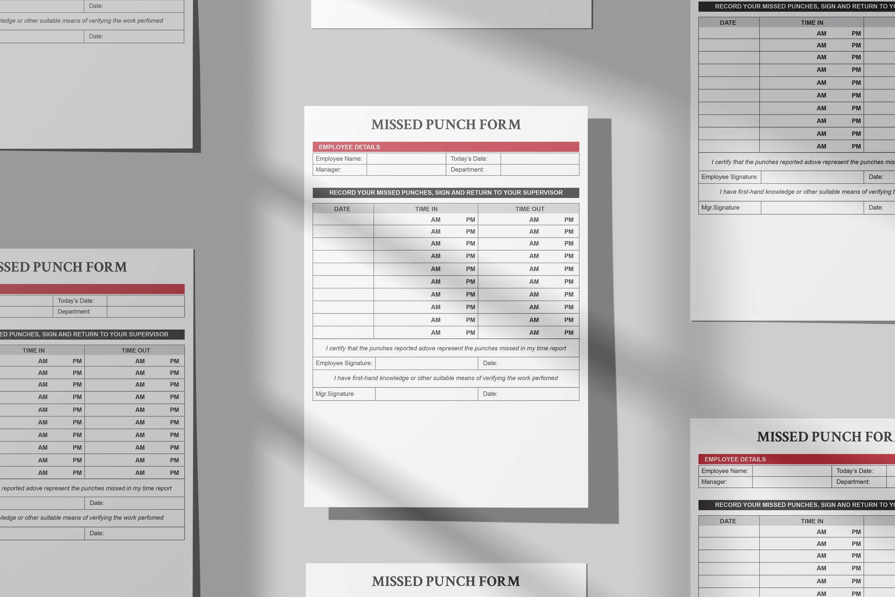 Missed Punch Formeditable Word Templatehuman Resourceshr - Etsy Finland