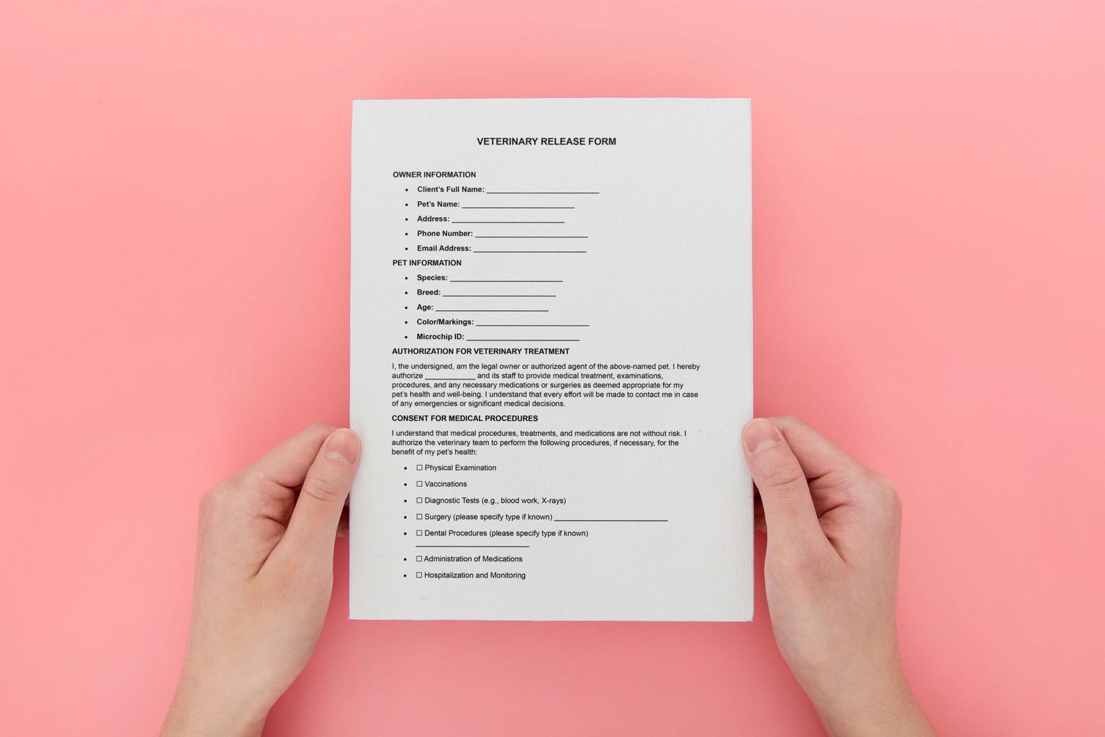 Veterinary Form,veterinary Intake Form,veterinary Release Form ...