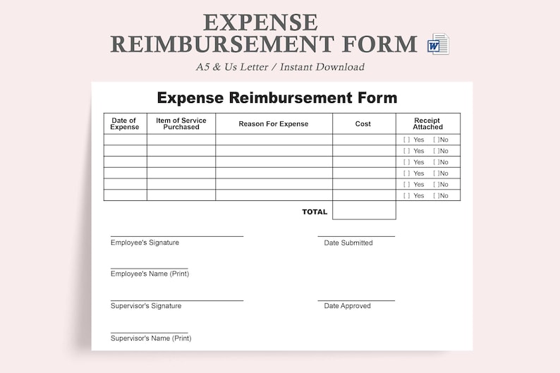 Expense Reimbursement Form,reimbursement Form Template,expense ...