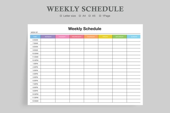 Weekly SchedulePrintable WeeklyWeekly OrganizerWeekly | Etsy